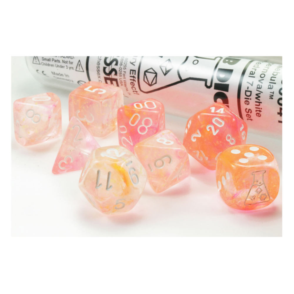 Chessex Lab Dice 4 - Nebula Supernova /white Luminary Würfelset